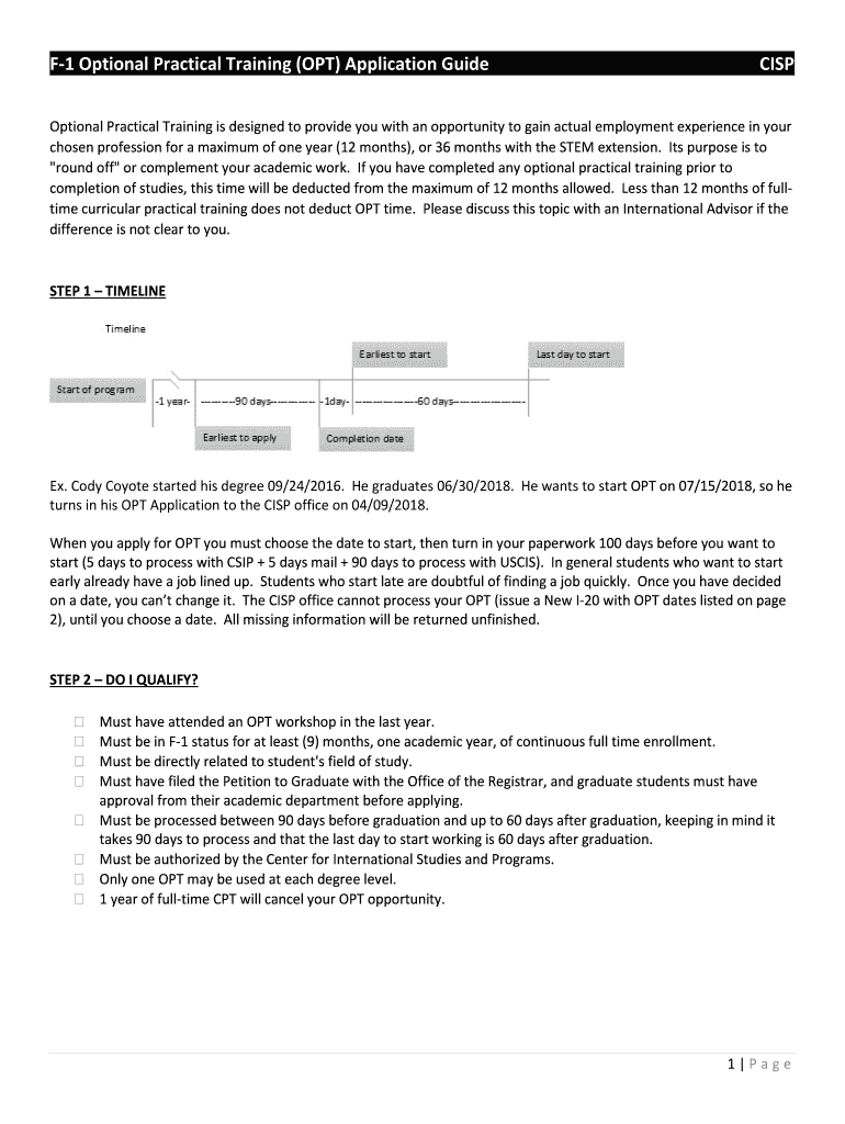 Fillable Online F-1 Optional Practical Training (OPT) Application ... - CSUSB Fax Email Print ...