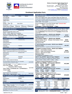Fillable Online Enrolment Application Form - BIC English and ACHBM Fax ...
