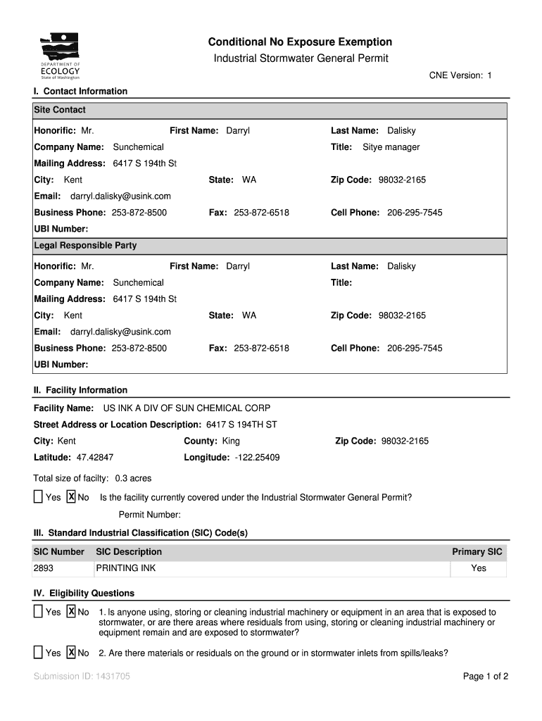 Fillable Online fortress wa Form ECY 070-485 Request for a Conditional No Exposure ... Fax Email ...