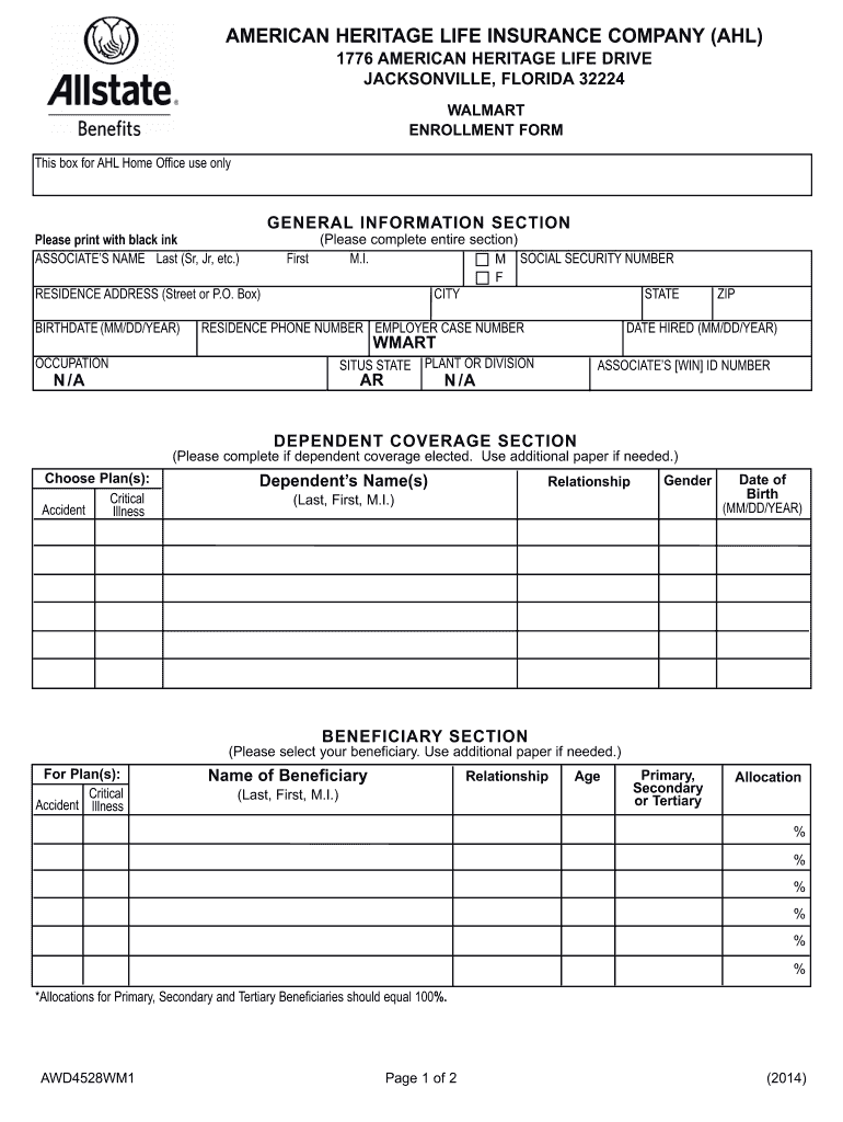 Fillable Online american heritage life insurance company (ahl ...