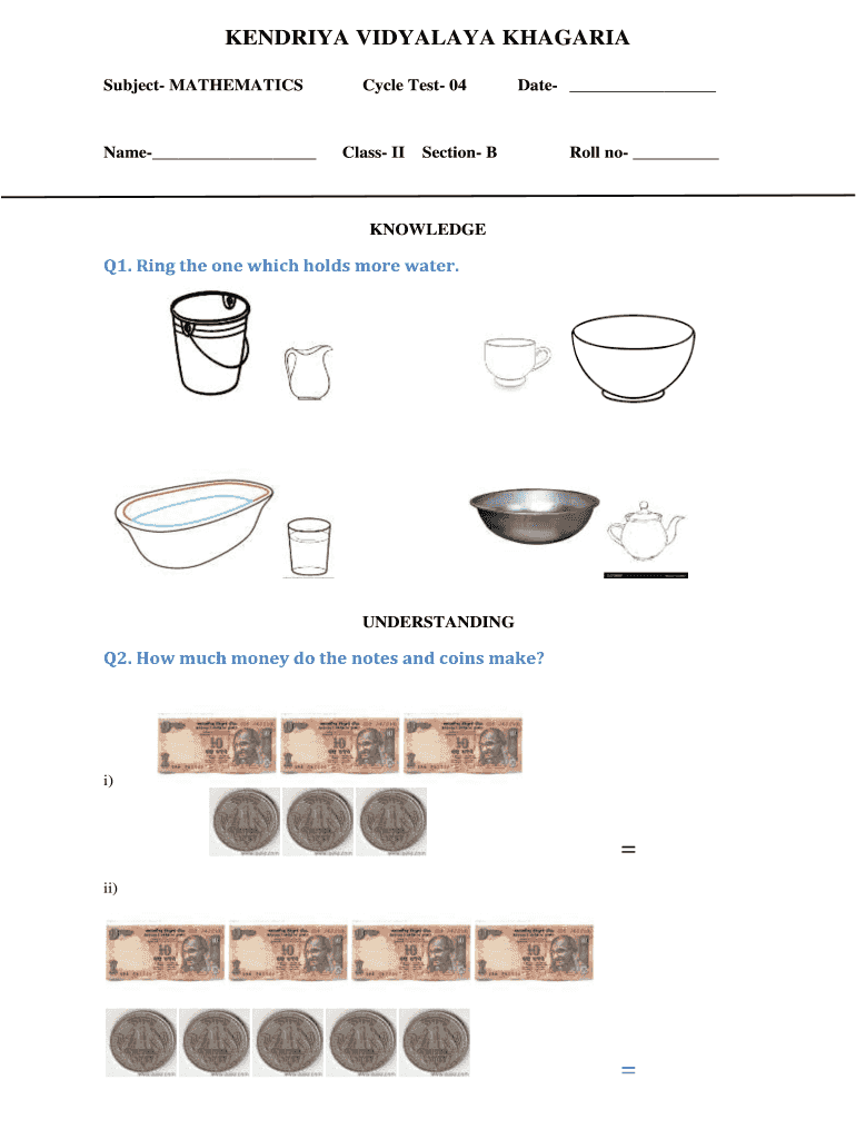 Fillable Online WORKSHEET K.V : Date : Class: II Section:Subject ...