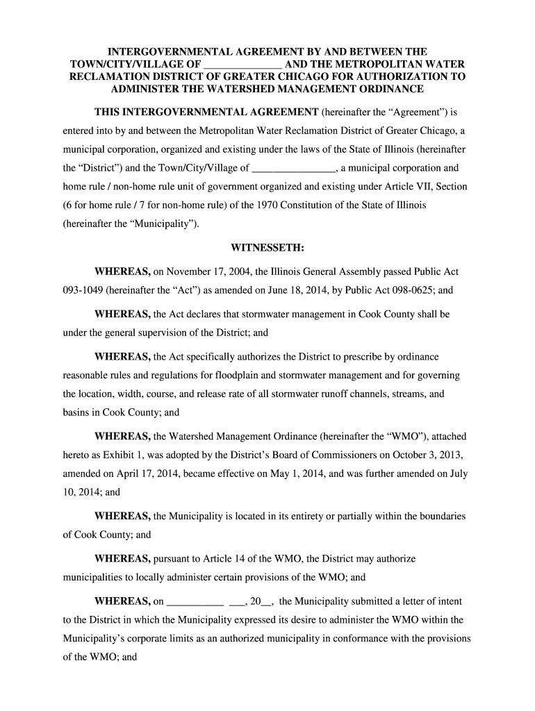 Fillable Online Sample Intergovernmental Agreement - Metropolitan Water ... Fax Email Print ...