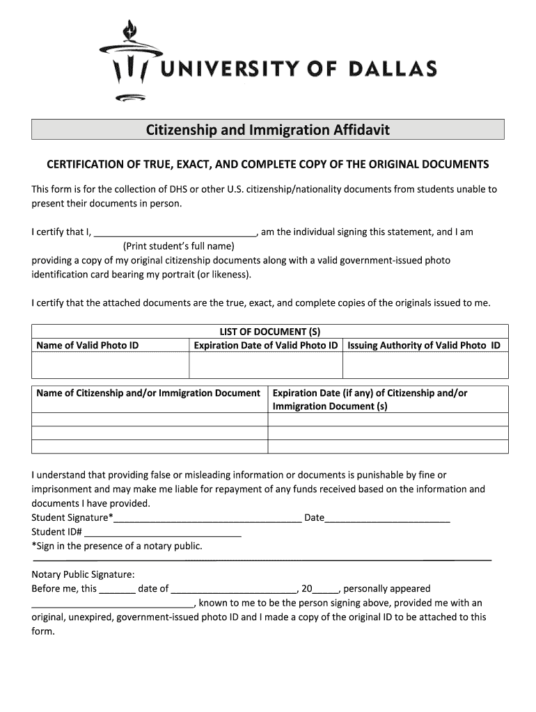 Fillable Online Citizenship and Immigration Affidavit Fax Email Print ...