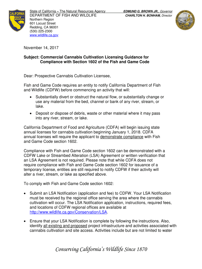 Fillable Online CDFW Director Charlton H. Bonham - California ...