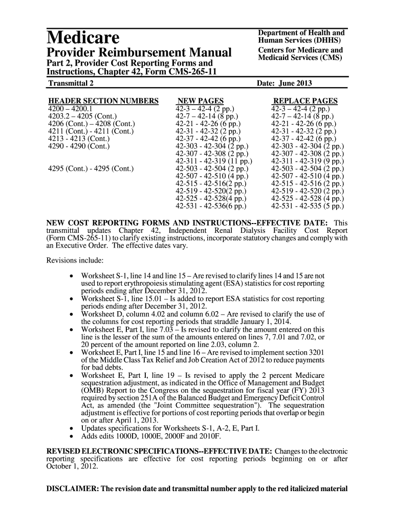 Fillable Online cms hhs Provider Reimbursement Manual - CMS Fax Email ...