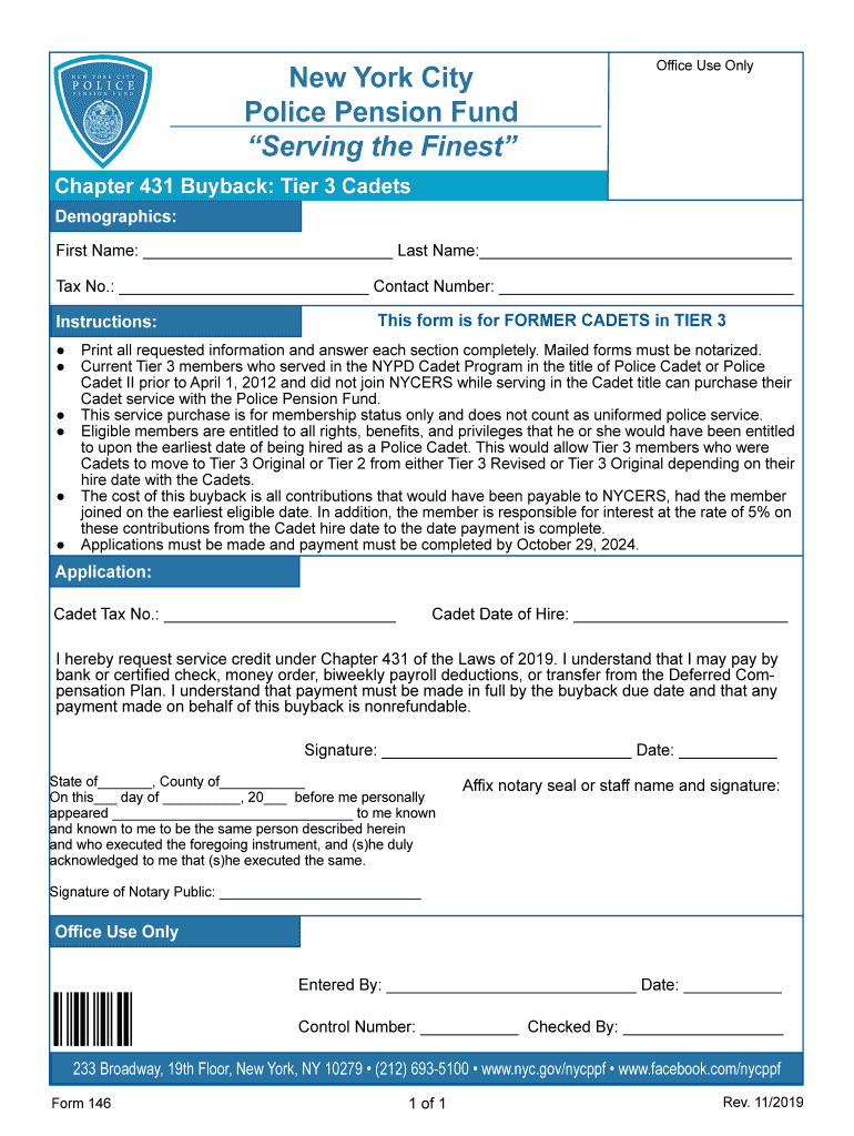 Fillable Online New York City Office Use Only Police Pension Fund ...