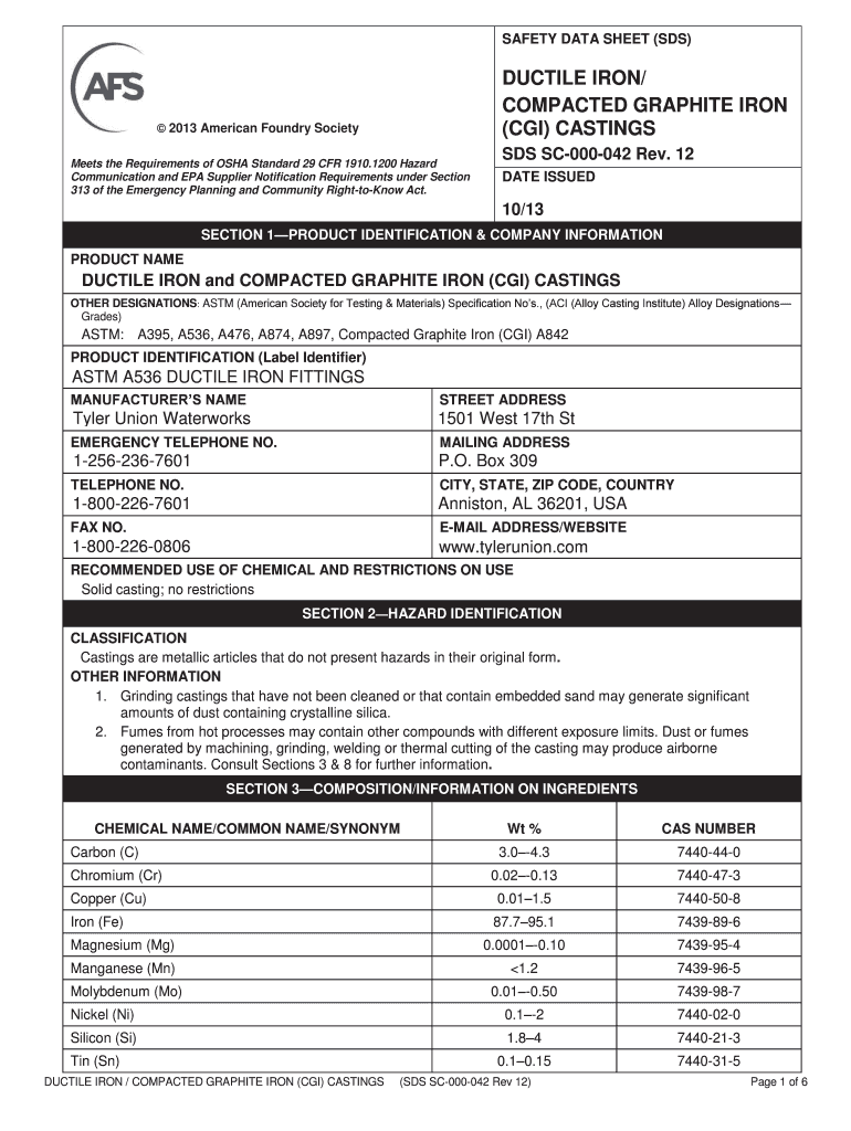 Fillable Online EBAA Product Safety Data Sheet - EBAA Iron Fax Email ...