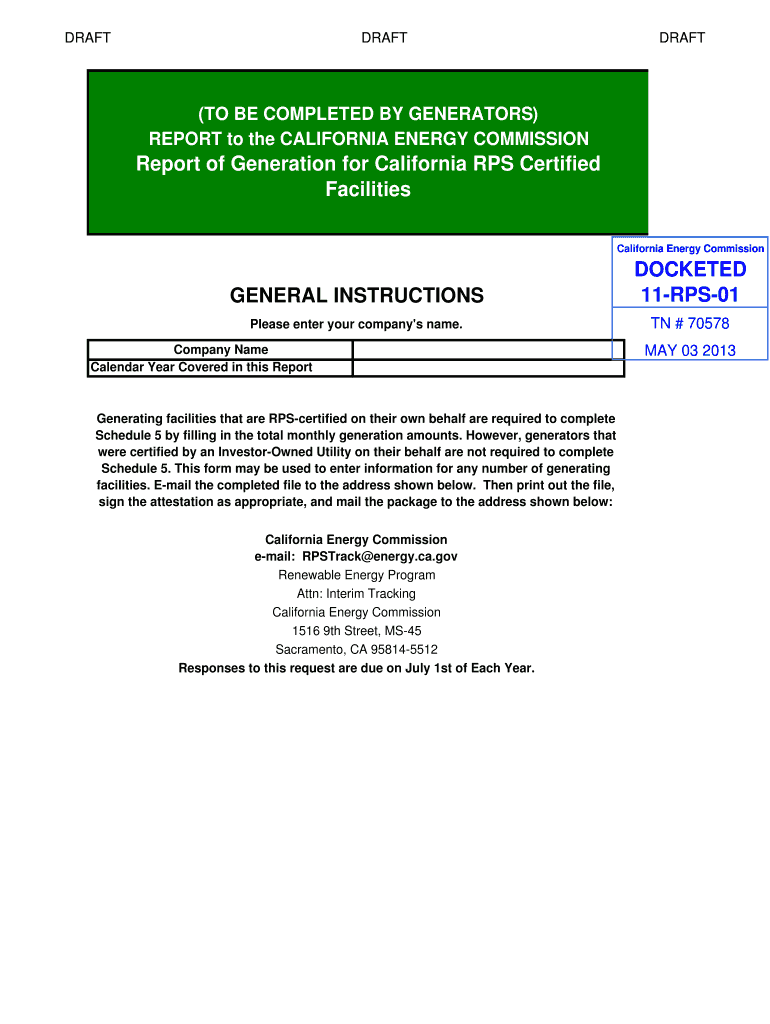 Fillable Online Report of Generation for California RPS Certified ...