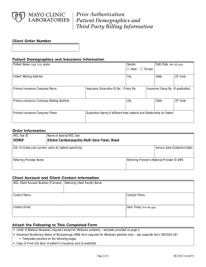 Fillable Online Prior Authorization - Mayo Clinic Laboratories Fax ...