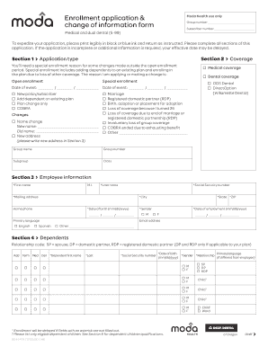 Fillable Online Enrollment application & change of information form ...