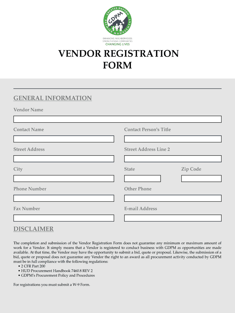 Fillable Online Vendor Registration Form - Butler Metro Housing ...