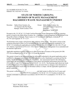 Fillable Online Waste Management - NC DEQ Fax Email Print - pdfFiller