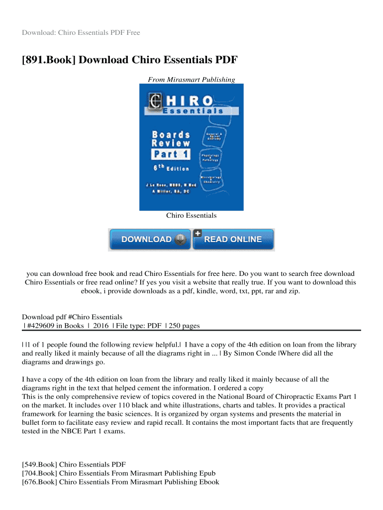 Chiro Essentials - Fill Online, Printable, Fillable, Blank | pdfFiller