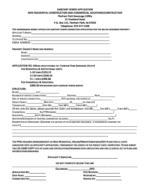 Fillable Online Sanitary Sewer Application - Borough of Florham Park ...
