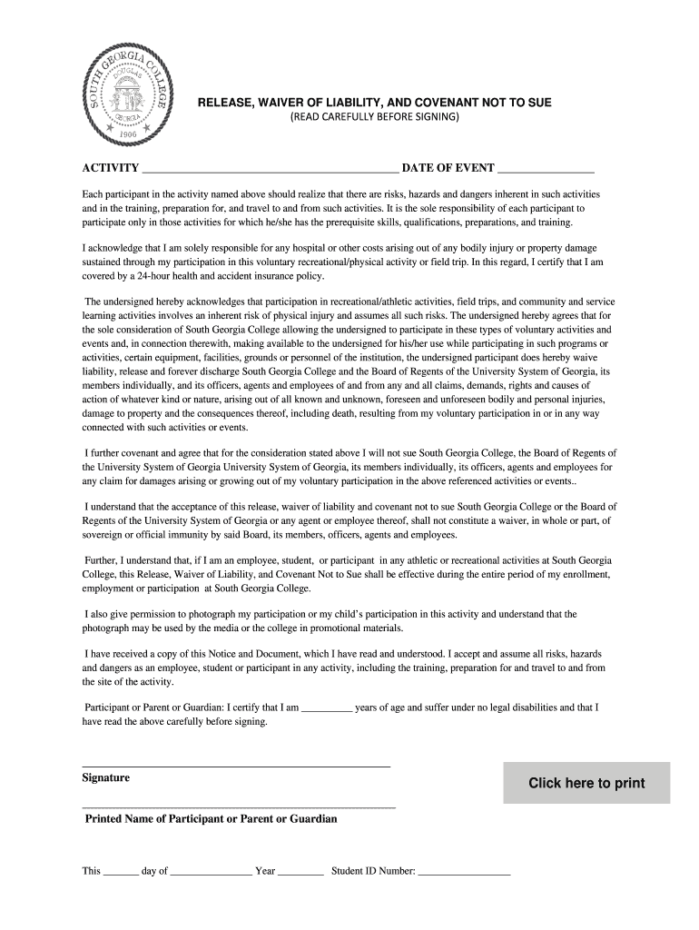 Fillable Online Student Activity Waiver Form.doc Fax Email Print ...