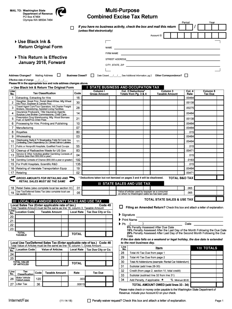 Fillable Online dor wa Fillable Online Multi-Purpose Combined Excise ...