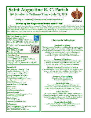 Fillable Online St. Augustine Catholic Parish: Saint Augustine Catholic ...