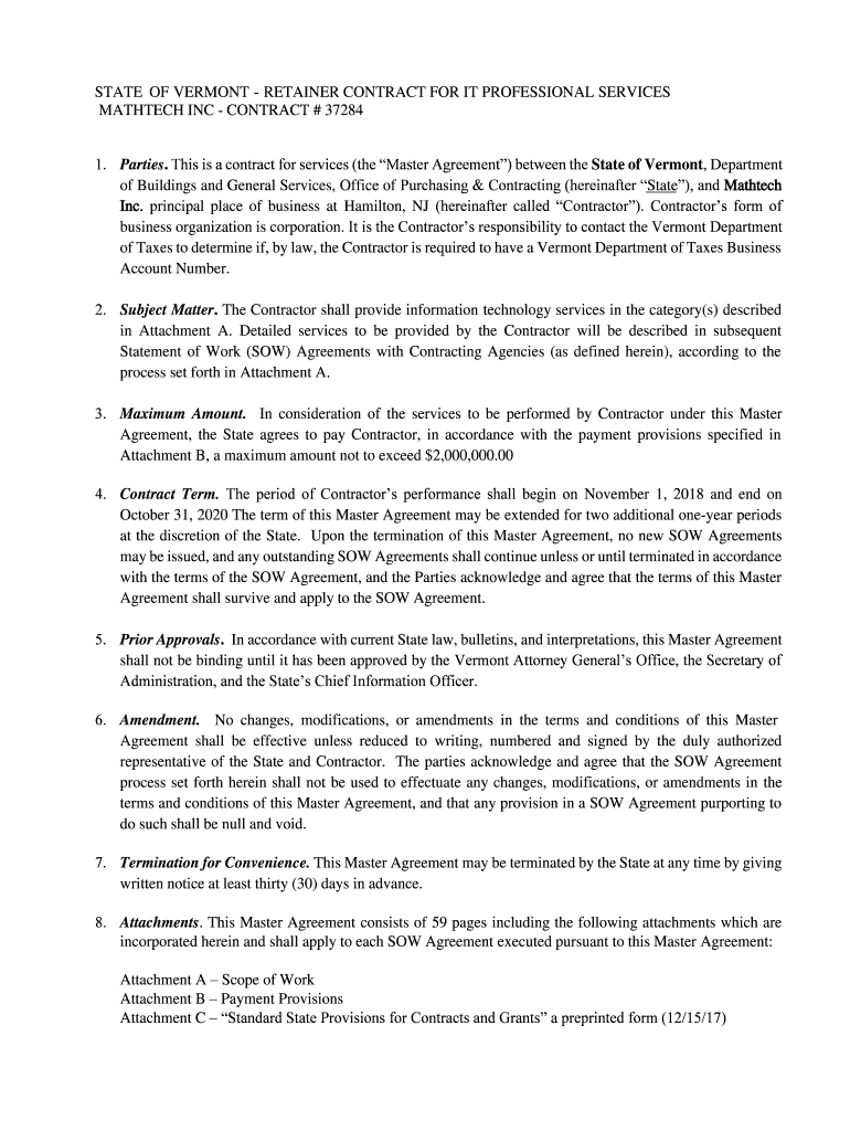 Fillable Online bgs vermont 37284 - Buildings and General Services ...