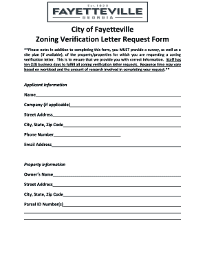 Fillable Online City of Fayetteville Zoning Verification Letter Request ...