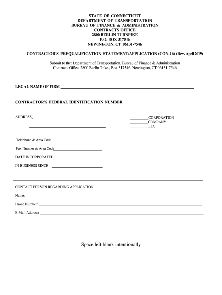 Fillable Online CONTRACTOR'S PREQUALIFICATION STATEMENT/APPLICATION Fax Email Print - pdfFiller