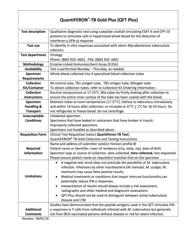 Fillable Online QuantiFERON-TB Gold Plus single tube blood collection ...