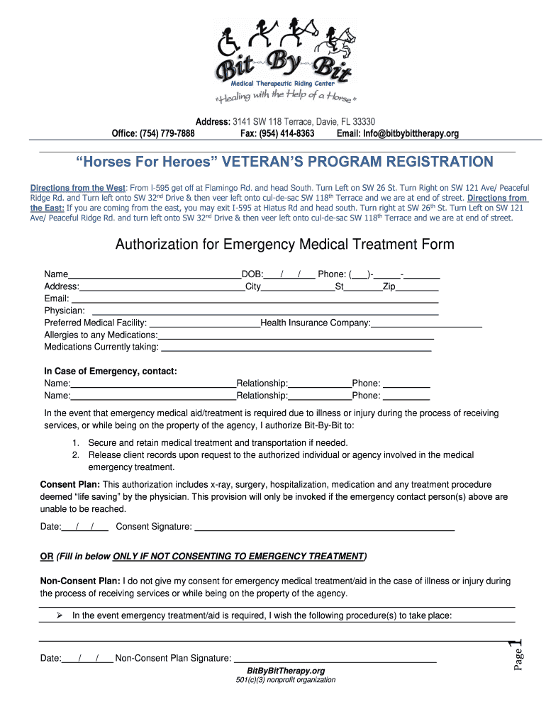 Fillable Online VETERANS PROGRAM REGISTRATION Authorization for Fax ...