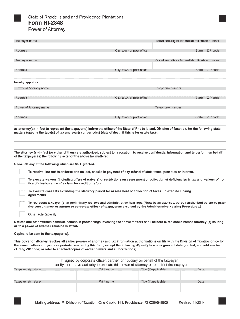 RI RI-2848 Form - Fill Online, Printable, Fillable, Blank - pdfFiller