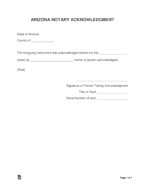Fillable Online Arizona Notary Acknowledgment Form Fax Email Print ...