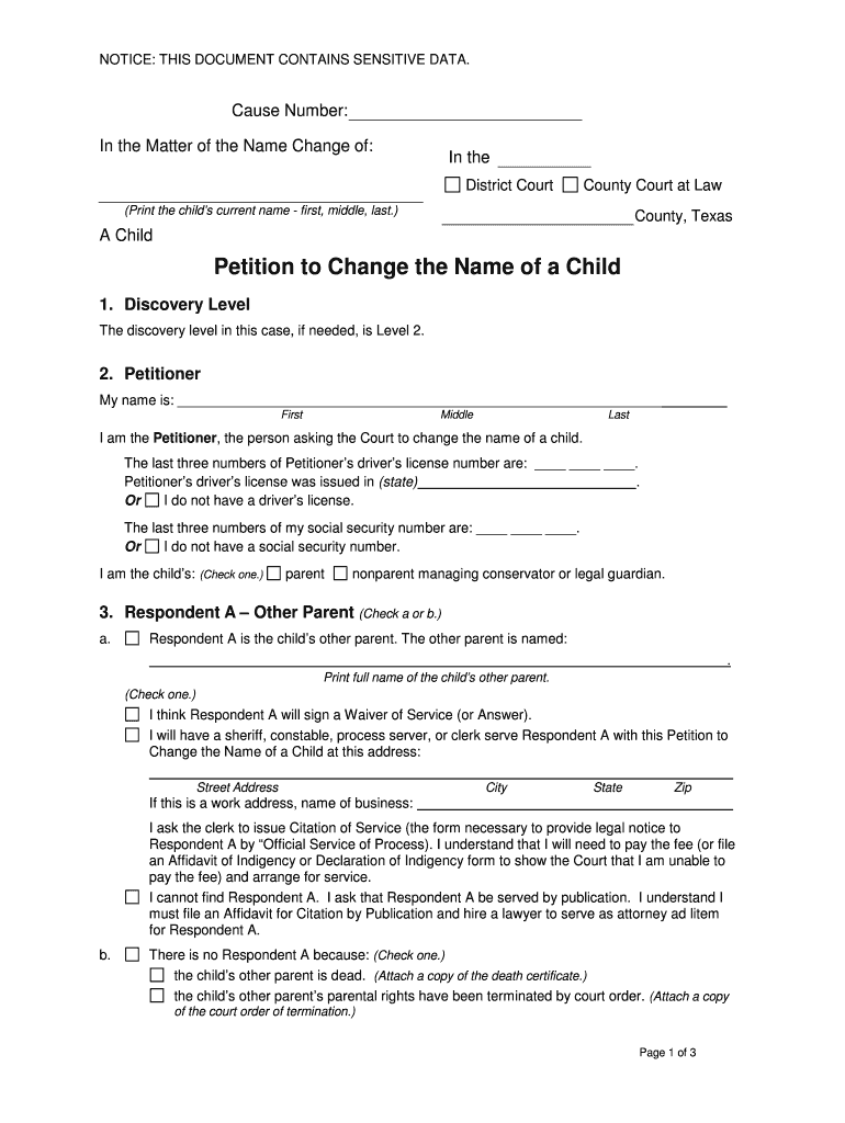 TX Petition To Change Form Name Of A Child Fill Online Printable TX Petition To Change Form Name Of A Child Fill Online Printable