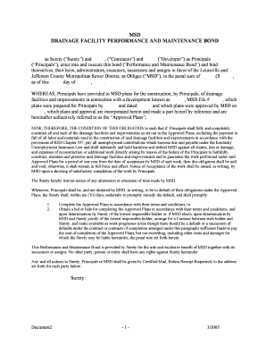 Fillable Online DRAINAGE PERFORMANCE BOND TEMPLATE Fax Email Print ...