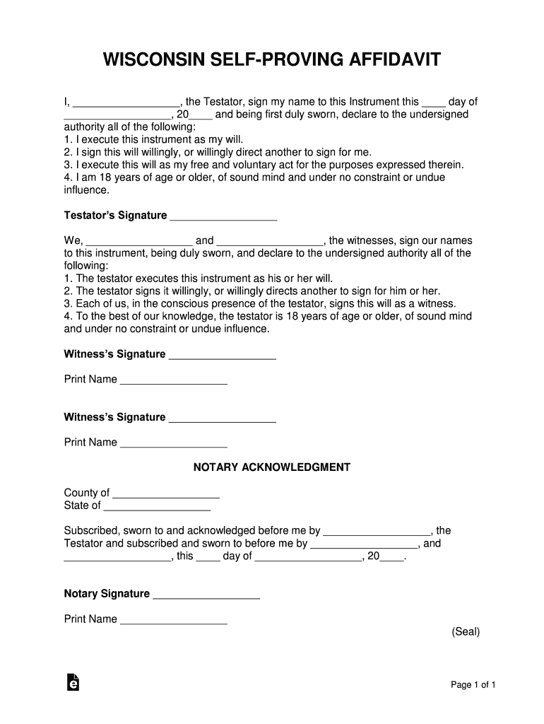 Fillable Online Wisconsin Self-Proving Affidavit Form Fax Email Print ...