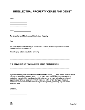 Fillable Online Free Cease and Desist Letter Templates - with Sample ...