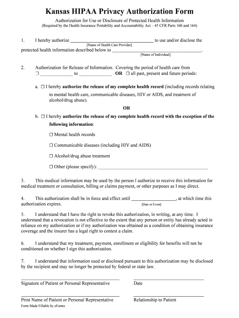 Hipaa release form kansas: Fill out & sign online | DocHub