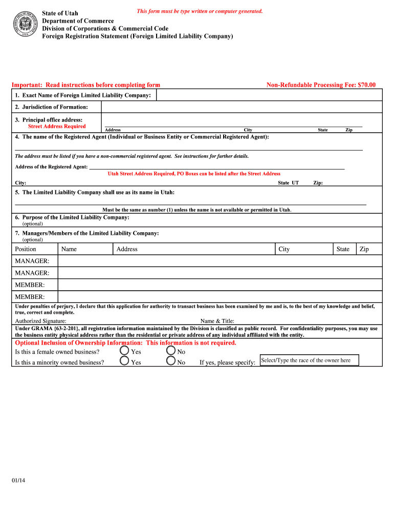 Foreign Registration Statement - Utah Division of Corporations: Fill out & sign online | DocHub