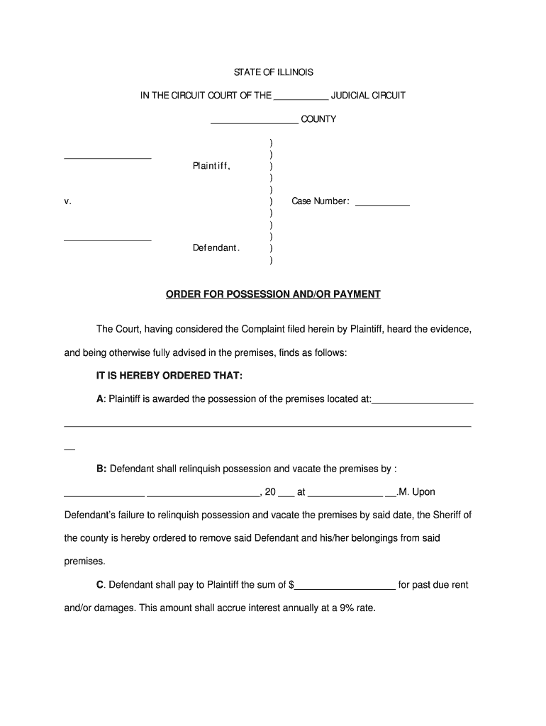 Order Of Possession Form - Fill Online, Printable, Fillable, Blank ...