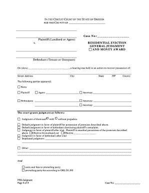 OR Residential Eviction General Judgment And Money Award 2016-2026 ...
