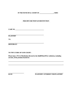 Fillable Online Sample Ohio Writ of Restitution Form Fax Email Print ...