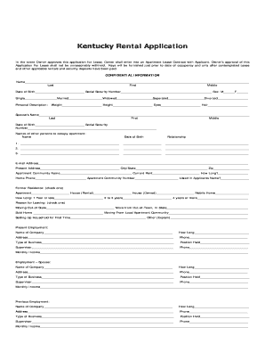 Fillable Online Kentucky Residential Rental Lease ApplicationUS Legal ...