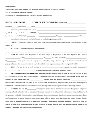 Fillable Online Download South Carolina Rental Agreement Template for ...