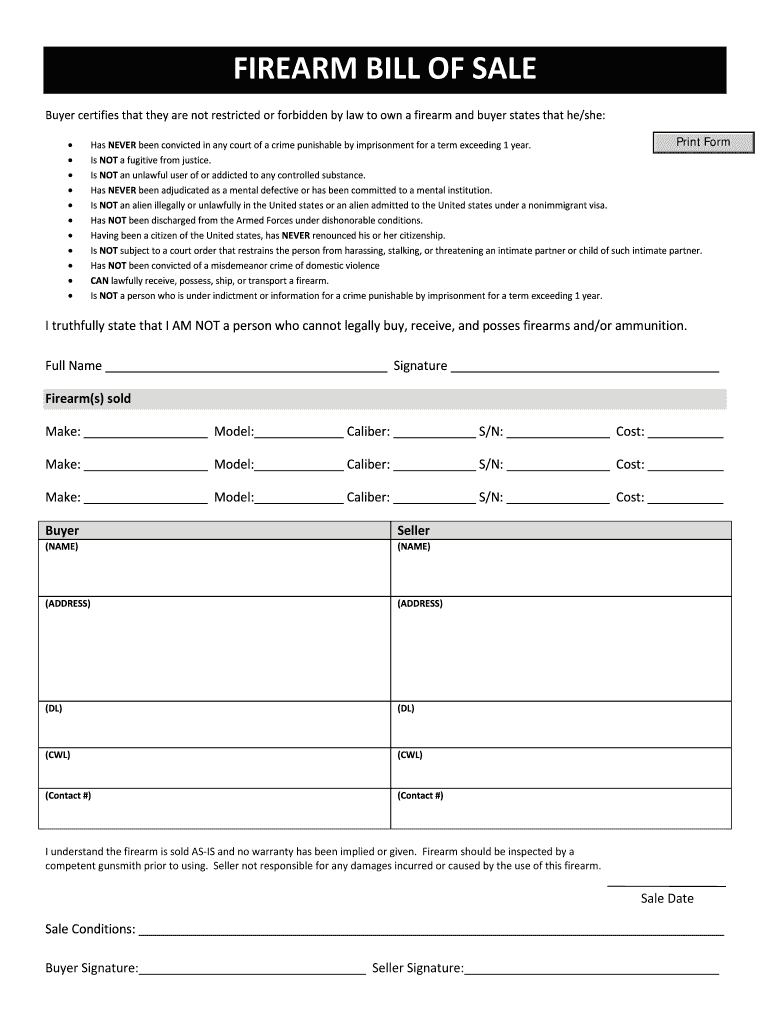 TX Firearm Bill Of Sale 2015 2022 Fill And Sign Printable Template Online US Legal Forms