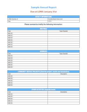 Fillable Online Sample Annual Report - LOMA Fax Email Print - pdfFiller