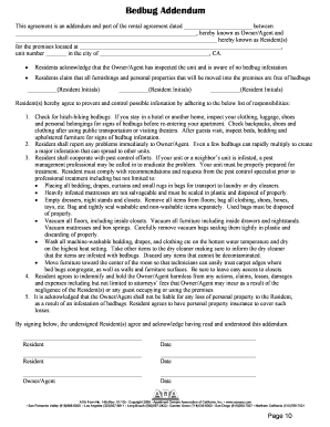 Fillable Online Bed bug Lease Addendum (All States) Fax Email Print ...