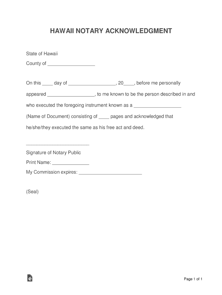 Fillable Online Free Washington Notary Acknowledgment Form - Word PDF ...
