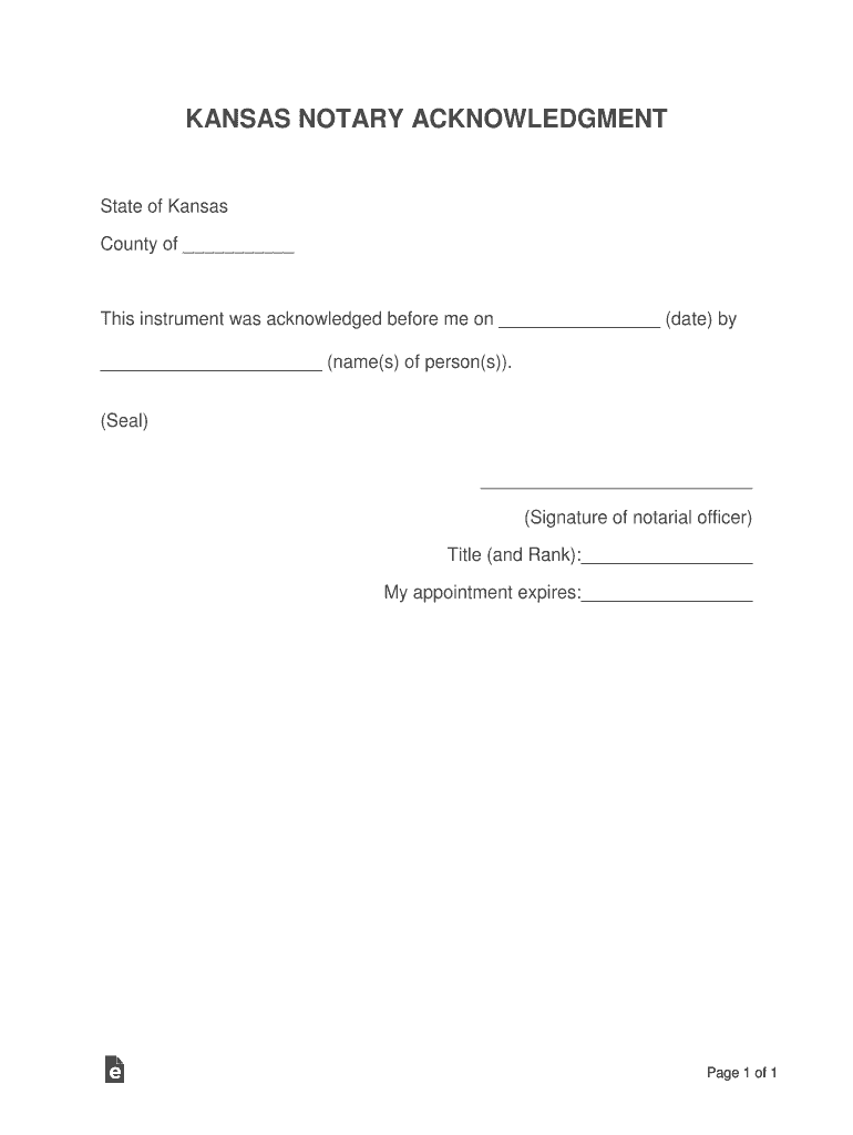 KS Notary Acknowledgment Form - Fill Online, Printable, Fillable, Blank ...