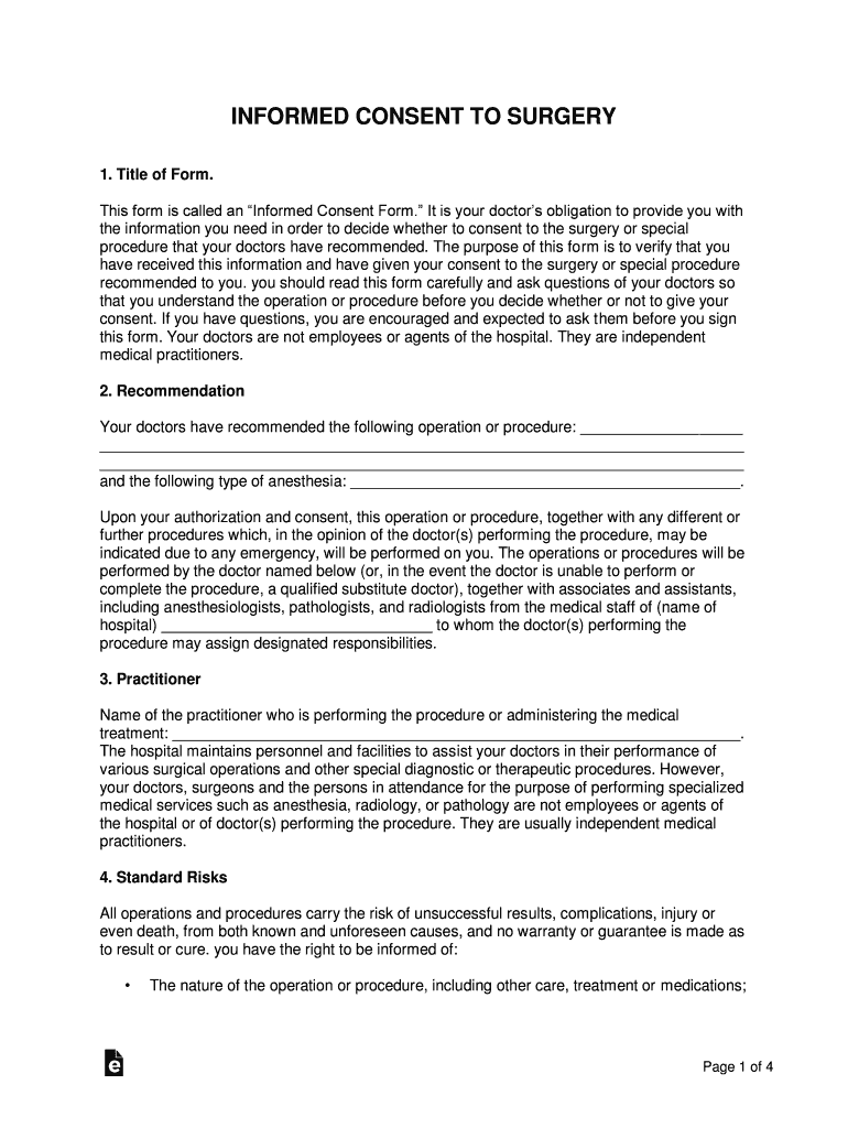 Informed Surgery Form Fill Online Printable Fillable Blank PdfFiller