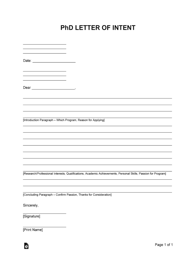 Fillable Online PhD Letter of Intent Fax Email Print - pdfFiller