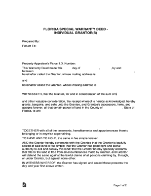 Fillable Online Free Florida Warranty Deed Form - PDF496KB2 Page(s) Fax ...