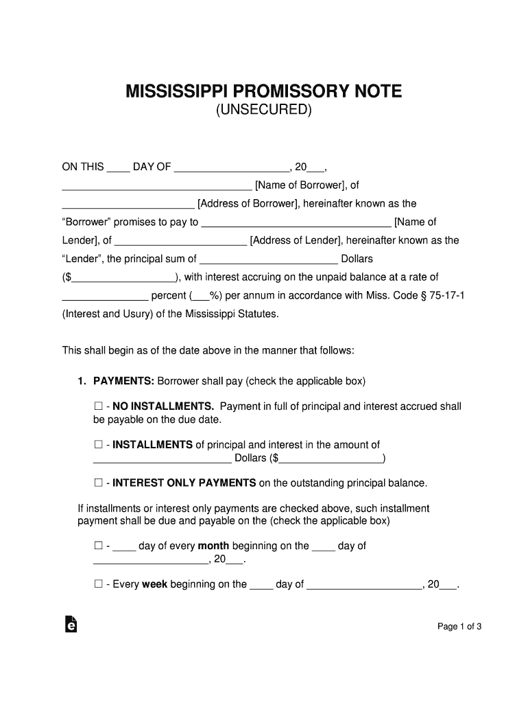 Promissory Note Template Mississippi Fill Online Printable Fillable Promissory Note Template Mississippi Fill Online Printable Fillable
