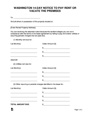 Fillable Online Free Fourteen (14) Day Eviction Notice Template - PDF ...