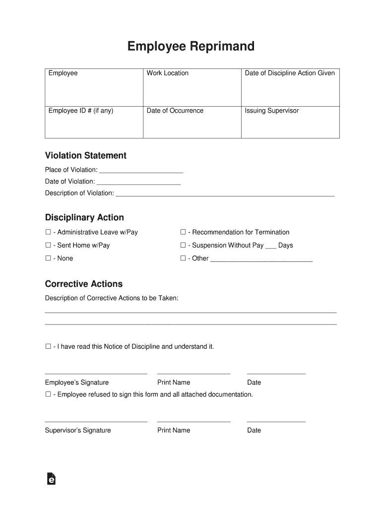Fillable Online Employee Write-Up Forms eForms Free Fillable Forms Fax Email Print - pdfFiller